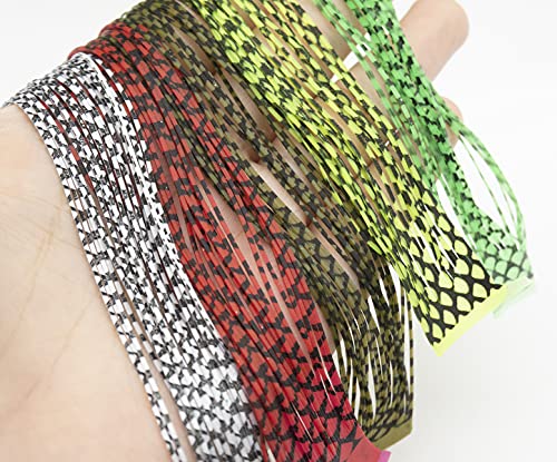 20Pc 10Colours Fishing Jig Lures Mixed Colors DIY Silicone Whole Sheet Skirts for Jig Lures Regular Skirt Colours with Fly Tying Material Free Rubber Band CMB3#