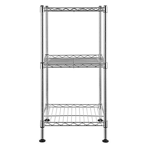 FRITHJILL 3-Tier Steel Wire Shelving Tower,Wire Shelving Metal Storage Rack Adjustable Shelves for Bathroom and Kitchen