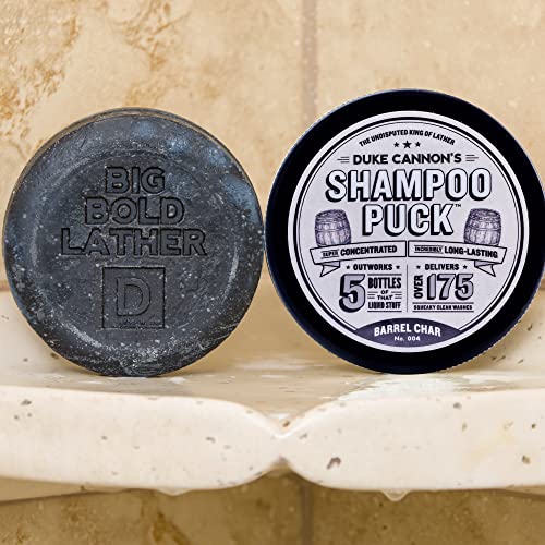 Duke Cannon Supply Co. Men's Shampoo Puck - Barrel Char No. 004, Over 175 Washes, Sulfate-Free, 4.5 oz.