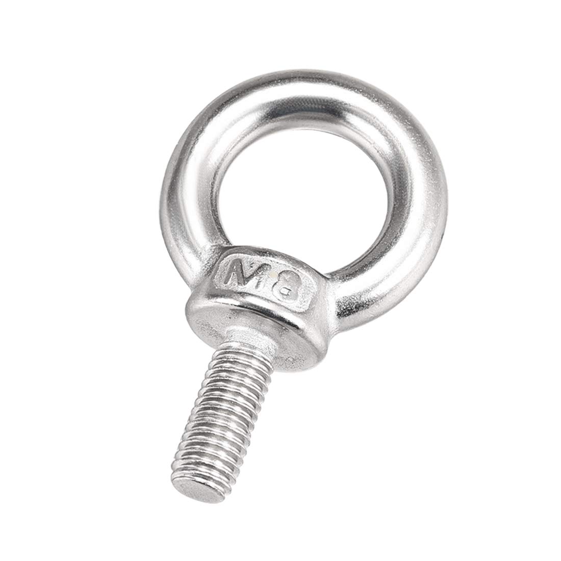 uxcell Lifting Eye Bolt M8 x 20mm Male Thread 304 Stainless Steel for Hanging, Pack of 2