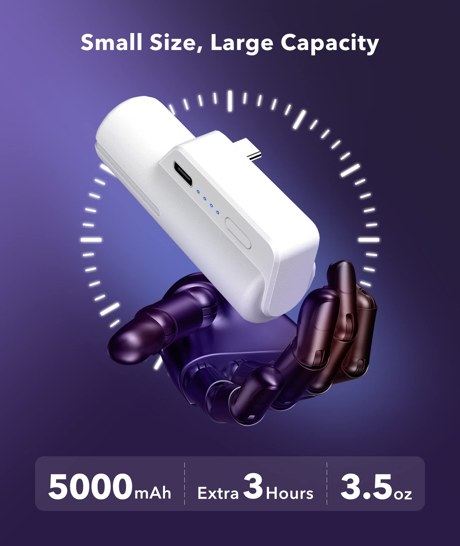5000mah Battery Pack Power Bank for Oculus Quest 2 and Elite Head Strap, Lightweight Portable VR Power Charger Battery Extender Rechargeable Meta Accessories for 3 Hours Extended Playtime
