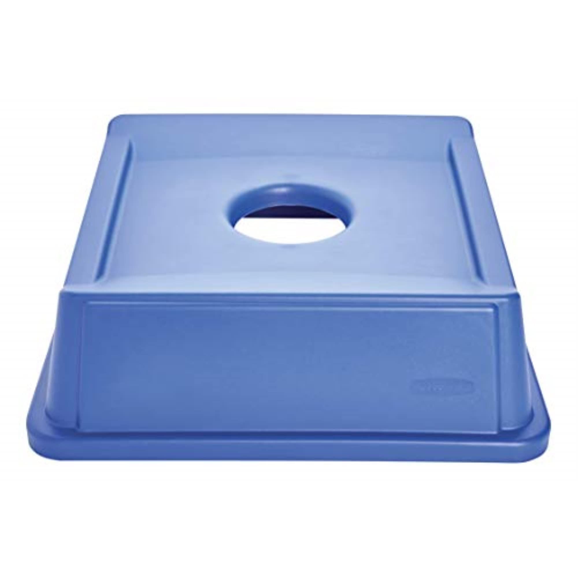 Rubbermaid Commercial Products Untouchable Square Bottle/Can Recycling Lid for 35G & 50G Containers, Blue Recycling