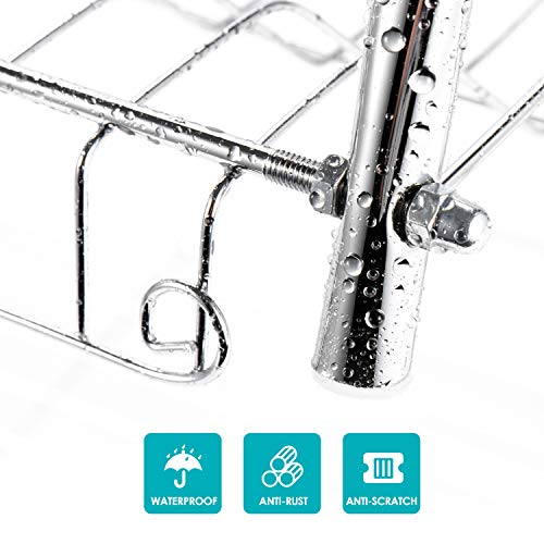 Glotoch 2-Tier Full Sized Dish Drying Rack with Utensil Holder and Cup Holder with Dish Water Drain Board Tray Rustproof Chrome Plating 16.5 x 10 x 15 Inches Storage Space Saving Kitchen Organizer