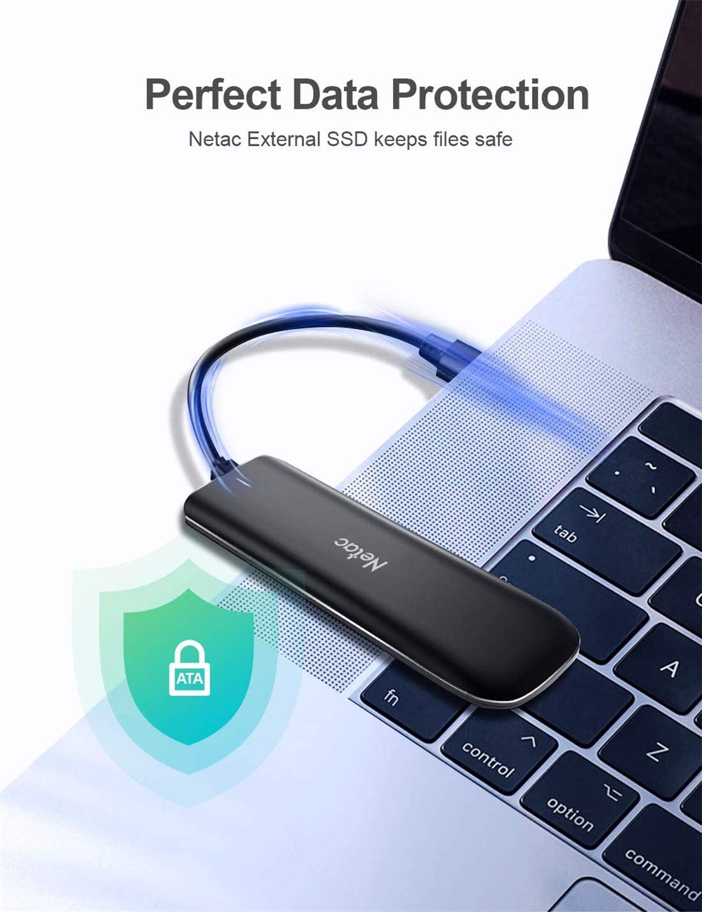 Netac SSD External Drive, 500GB Portable SSD for Type C, Up to 980MB/s, NVME SSD PCIE, USB 3.2 Gen2 10Gbps External Solid State Drive