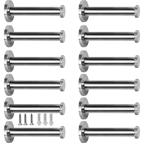 KINJOEK 12 PCS 4 Inch Bath Towel Hook, Heavy Duty Wall Mount Robe Hooks, Brushed Stainless Steel Coat Hook, Coat Hangers Holder for Bathroom, Bedroom, Kitchen