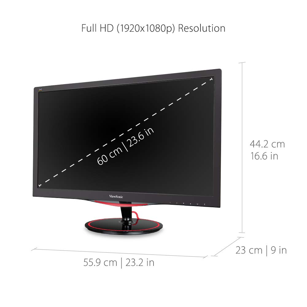 ViewSonic VX2458-MHD 24 Inch 1080p 1ms 144 Hz Gaming Monitor with FreeSync Flicker-Free and Blue Light Filter HDMI and DP (Renewed)