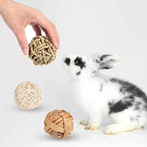 VCZONE Bunny Chew Toys, Rabbit Pet Tooth Chew Toys Organic Natural Apple Wood Grass Cake Ideal for Bunny, Chinchilla, Guinea Pigs, Hamsters Teeth Grinding (9 Pack)