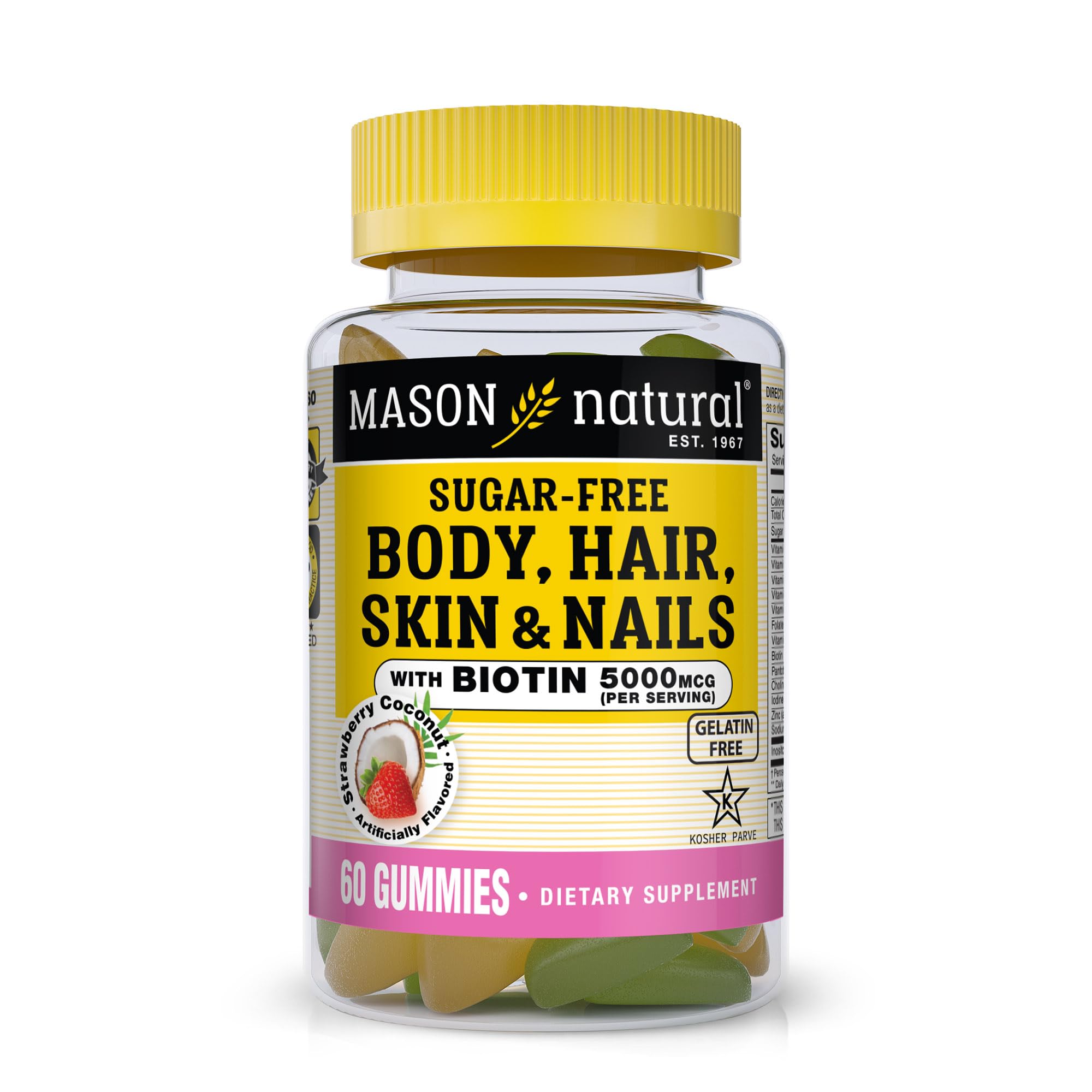 MASON NATURAL Body Hair & Skin Gummies, 60 Count