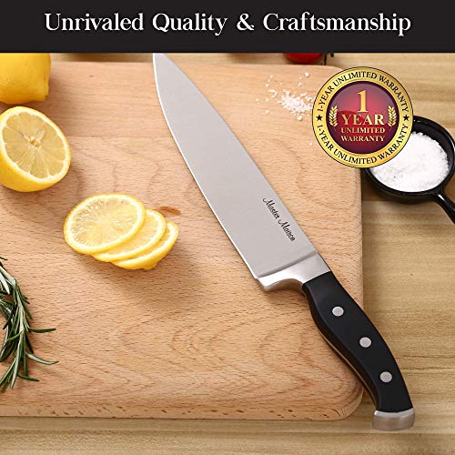 Master Maison Chef Knife Set - 8" Professional Premium German Stainless Steel Kitchen Knife Set with Sharpener & Edge Guard – Super Sharp Chef Knife - Durable Knives for Home & Professional Cooking