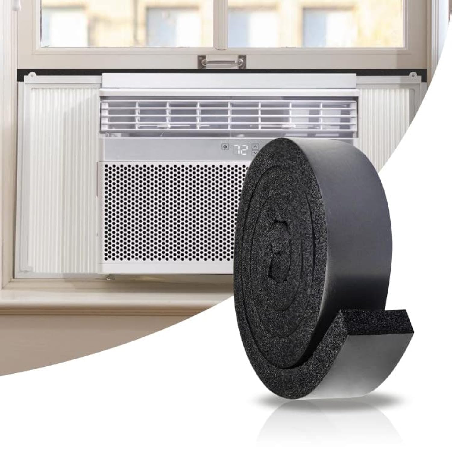 BJADE'S Air Conditioner Weatherseal Tape,Window AC Foam Seal Insulating Strip,2 X 1 Inch 6.5ft Air Conditioner Insulation Foam Strip.