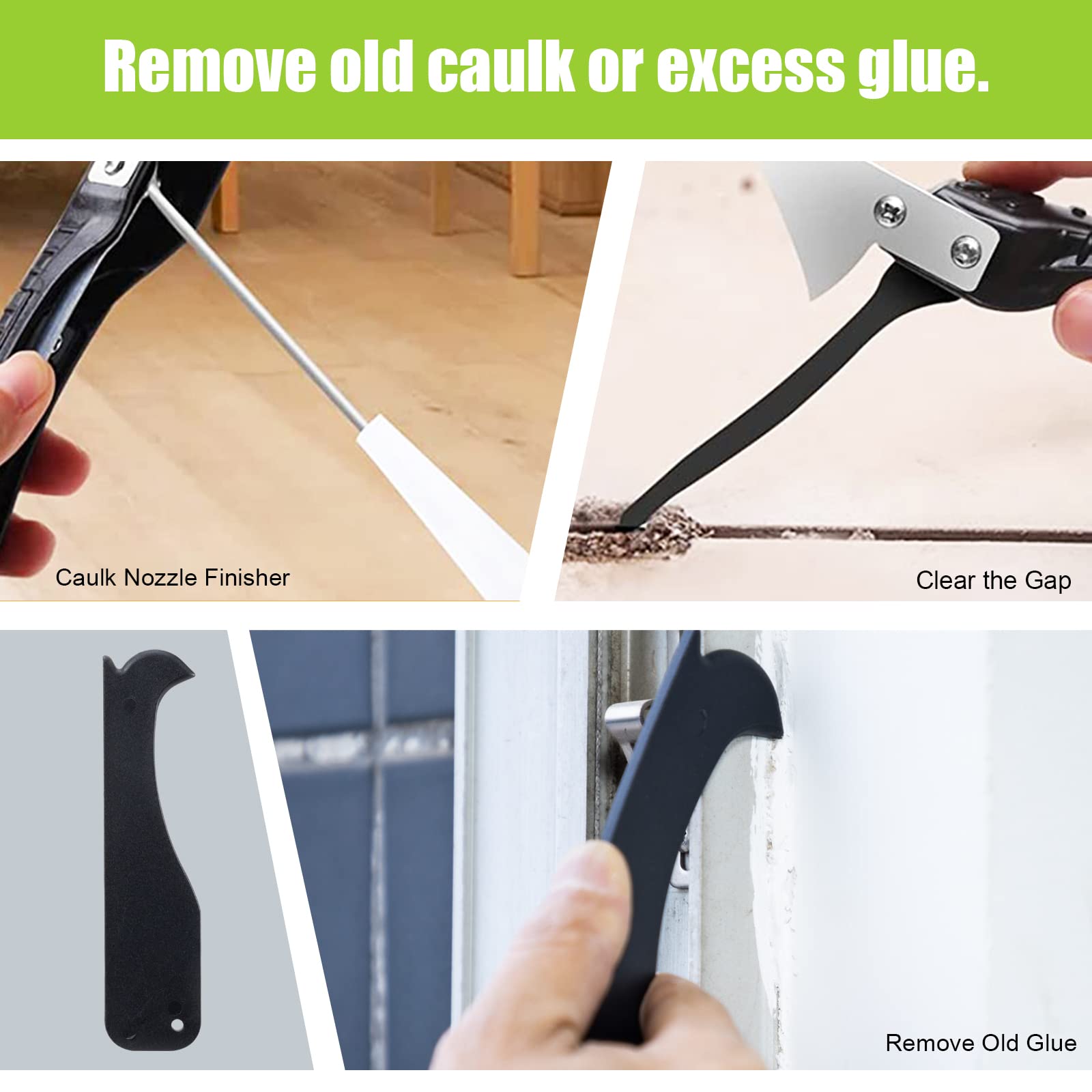 Caulking Tool 5 in 1 Silicone Caulking Grout Removal Tool Sealant Finishing Tool with Grout Scraper, 6 Exchange Silicone Pads, Adhesive Residue Scraper Seam Repair Tool Kit for Kitchen Bathroom