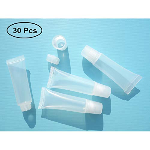30 Pcs 8ml Clear Empty Tubes Refillable Containers for DIY Lip Gloss Balm & Travel Toiletries