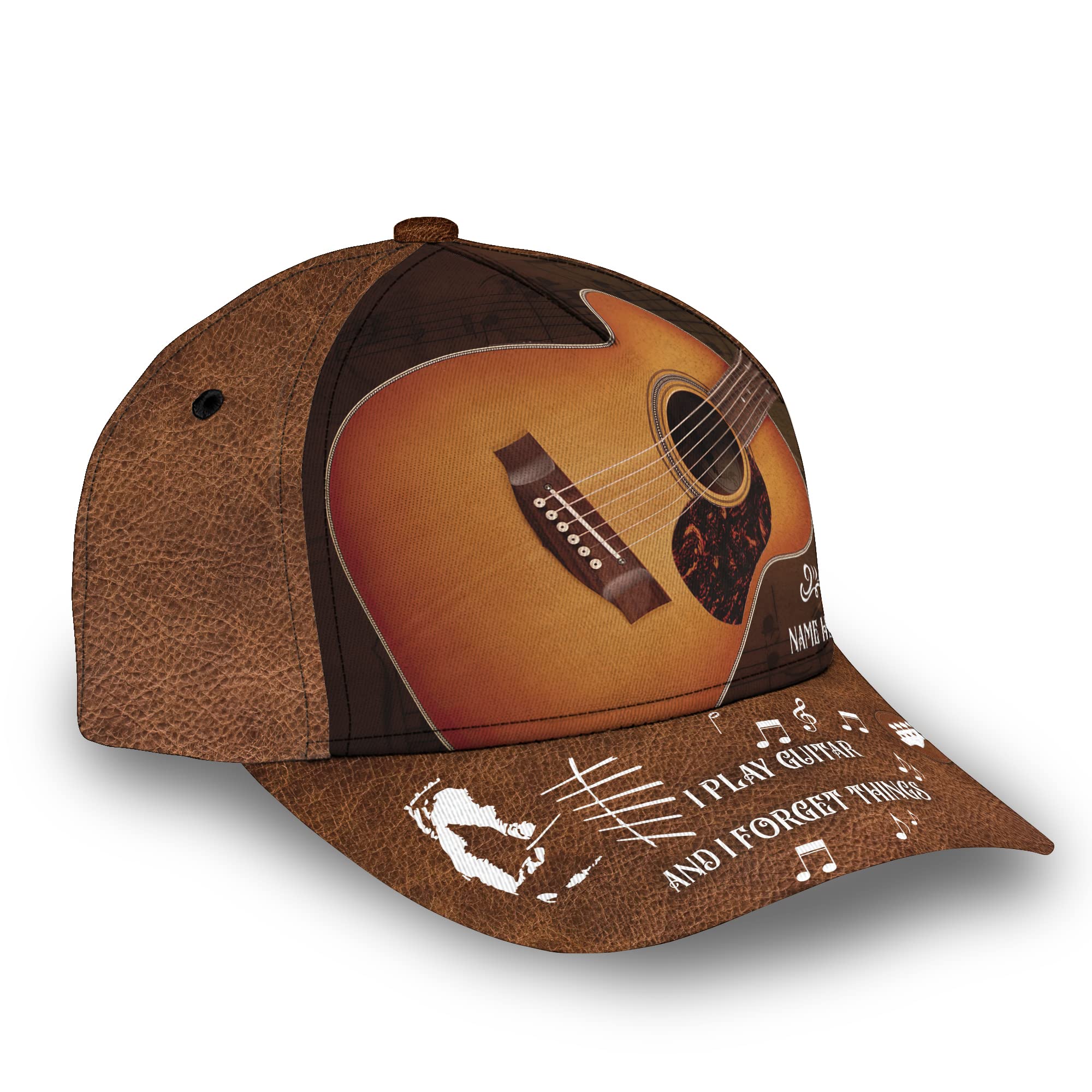 3D Print Personalized Guitar Player Snapback Closure Headwear Guitarist Baseball Cap for Music Lovers Multicolor