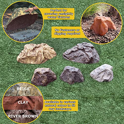 Backyard X-Scapes Fiberglass Painted Mock Faux Well Pump Cover Artificial Rock for Landscaping, Medium, Beige