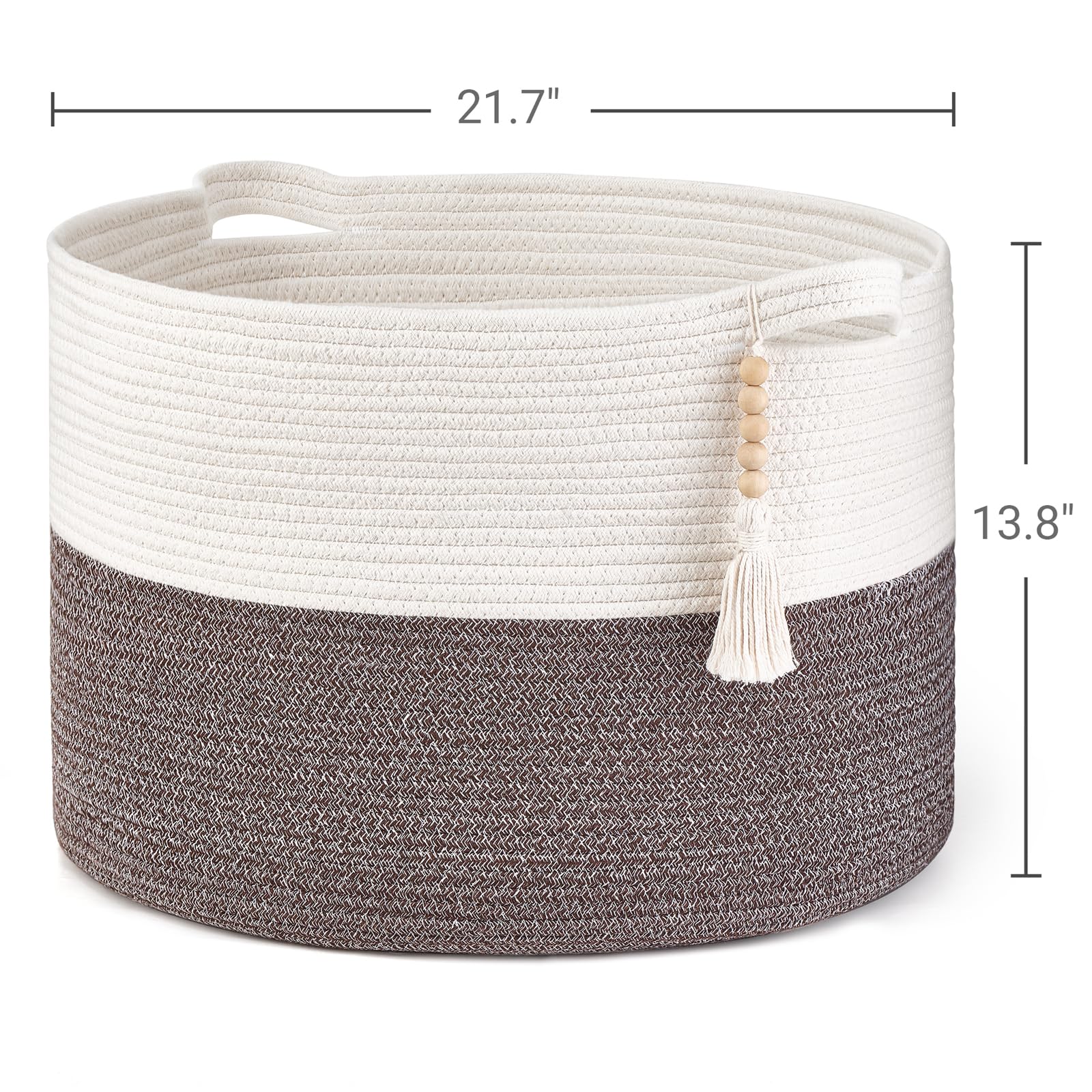 Mkono Extra Large Laundry Basket Woven Cotton Rope Storage Baskets for Blankets Toys Clothes Organizer, Decorative Clothes Hamper with Handle, 21.7" x 13.8"