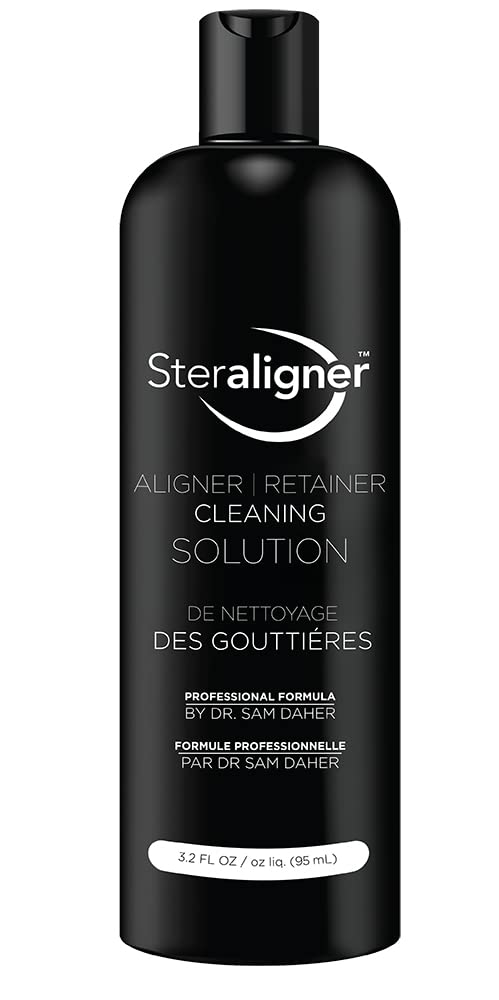 Steraligner® Aligner Tray Cleaning Solution | 16oz Bottle with Marked Cleaning Tray | Improves Dental Hygiene, Reduces Tartar, Removes Plaque | Healthier Teeth and Gums