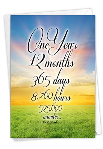NobleWorks - 1 Year Recovery Anniversary Card (5 x 7 Inch) with Envelope - Encouragement Milestone Birthday Notecard, AA Recognition Stationery - Year Time Count 1 C9083AAG