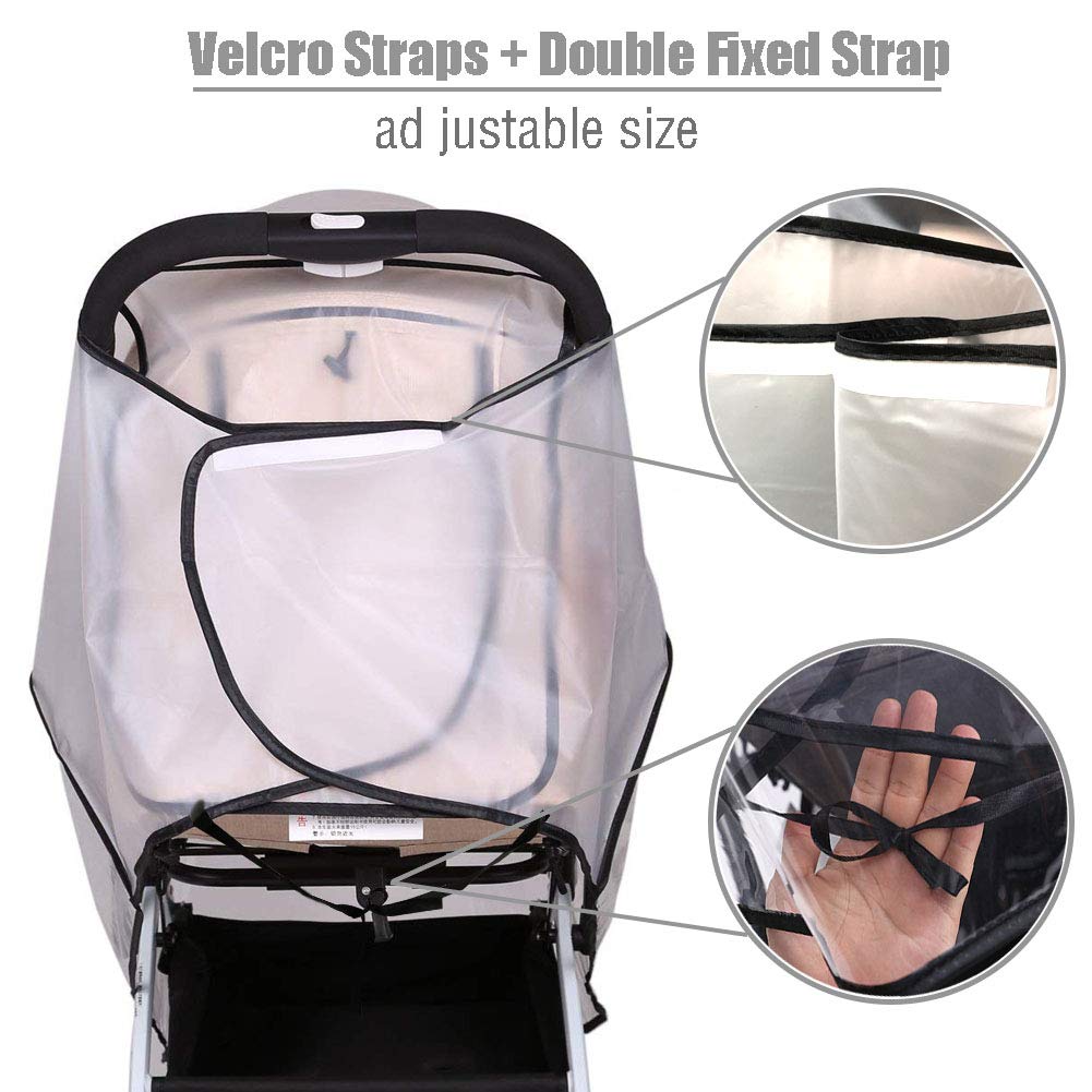 Stroller Rain Cover by Hombae, Universal Baby Stroller Weather Shield, Waterproof Stroller Cover, Travel Umbrella Stroller Wind Dust Shield, Stroller Cover for Rain, Food Grade EVA, Eye Protect