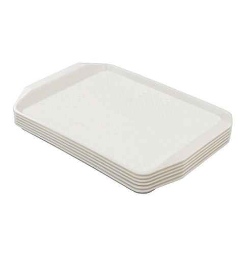 Eagrye Fast Food Serving Trays, Rectangle 16.9" x 12", Set of 6 (White)