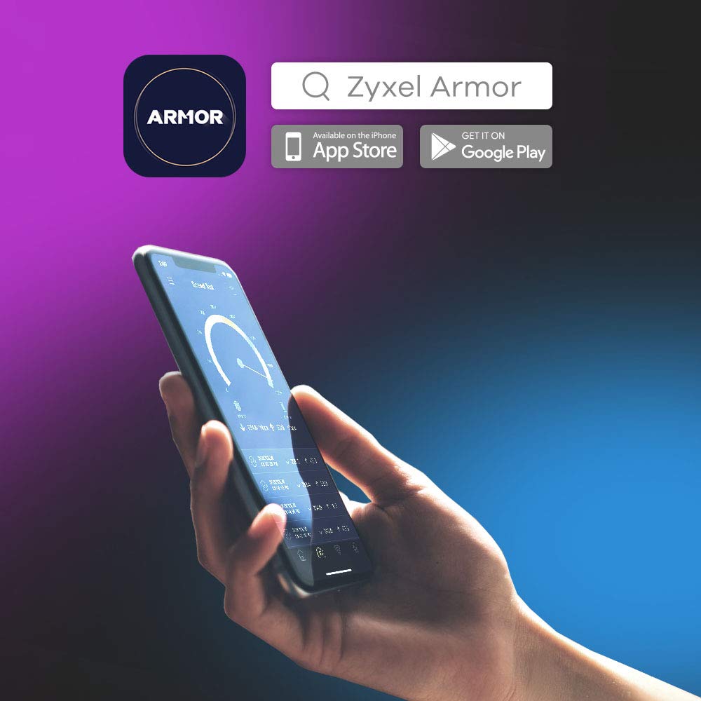 Zyxel Armor G1 Multi-Gigabit AC2600 WiFi Router - Large Home Coverage. 1 x 2.5Gbps WAN Port, 4 x