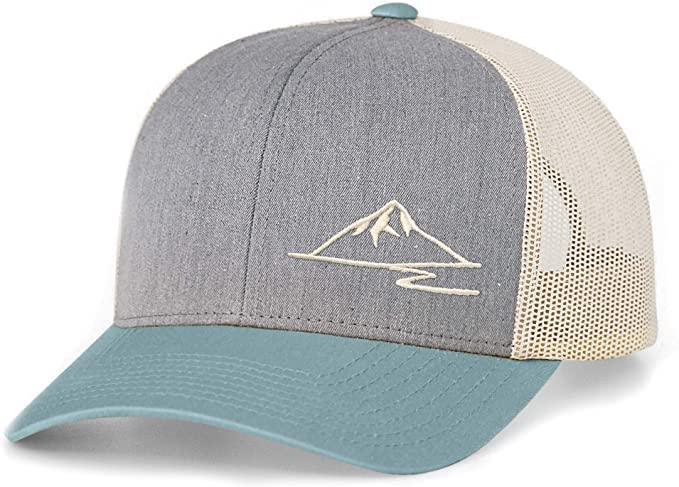 44N, Snapback Trucker Hat, Mountain (Heather Grey/Smoke Blue/Beige)