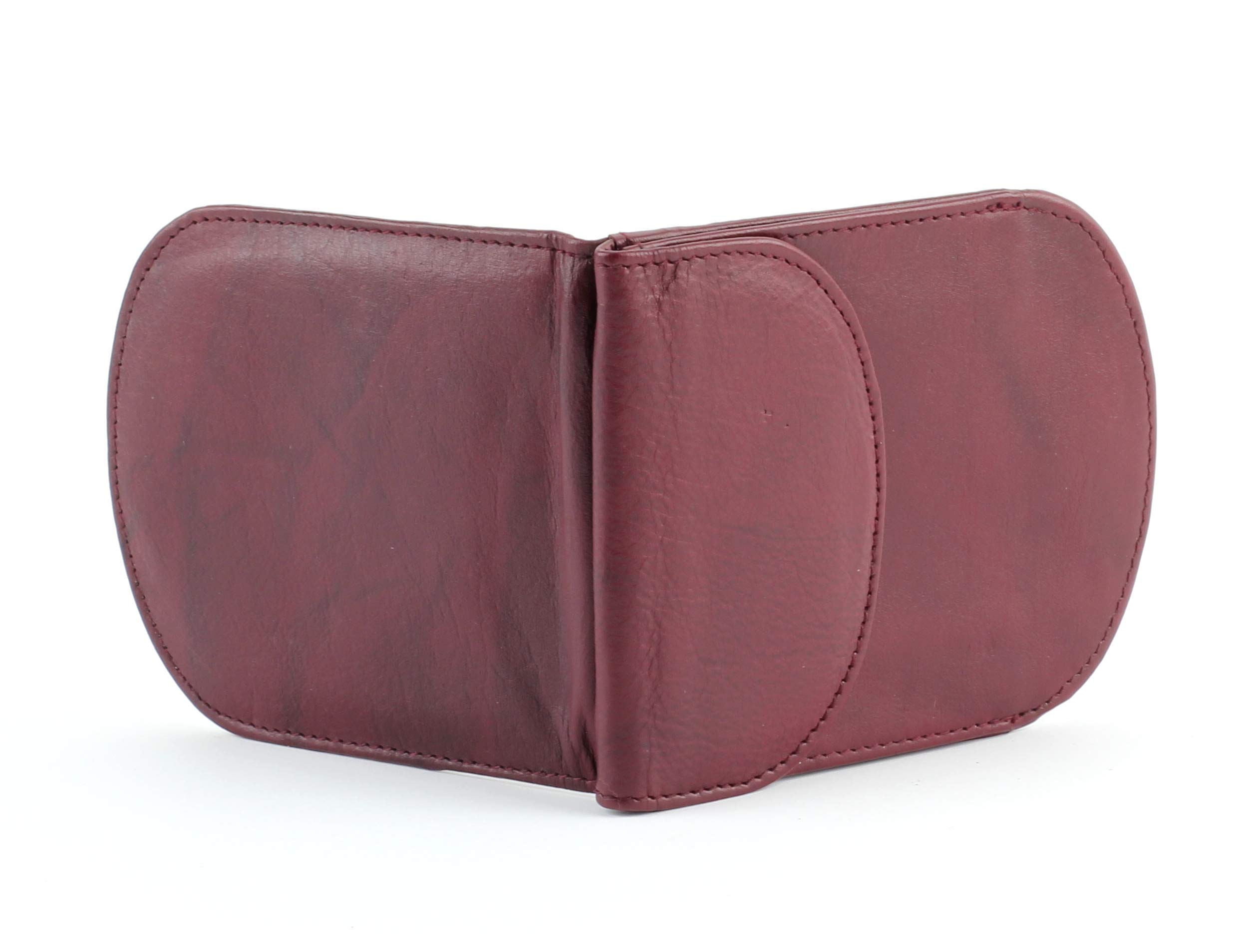 Bacci Leather Impressions Taxi Wallet - Soft Leather, Compact & Snap Pocket on Front, Folding Wallet, Small ID Cards & Coins Holder, Pouch for Men & Women, Coin Case ( Leather, Red)