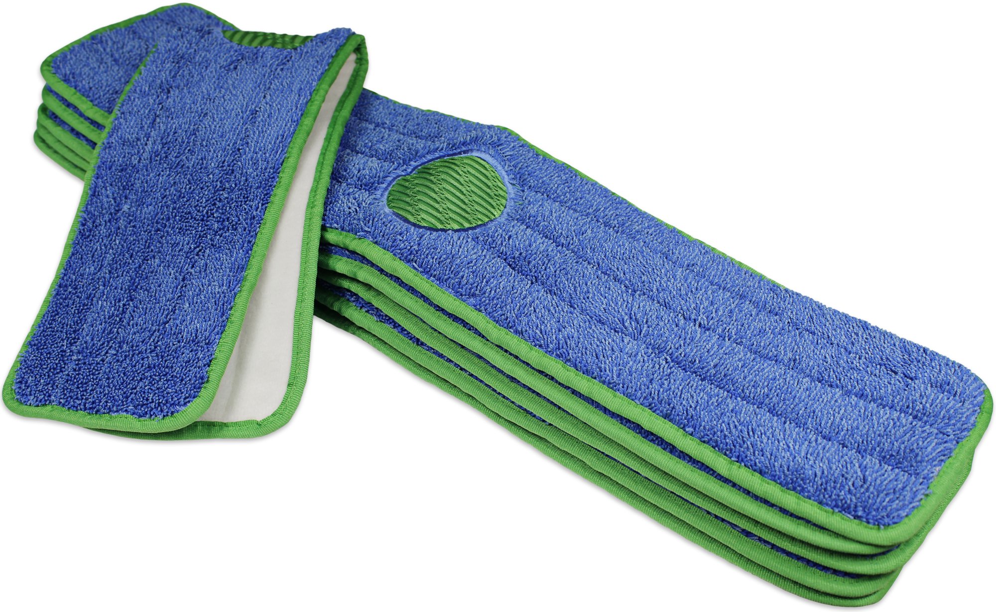 CleanAide Twist Yarn Microfiber Mop Pad with Spot Cleaning Scrubber, 24 Inches, 6 Pack
