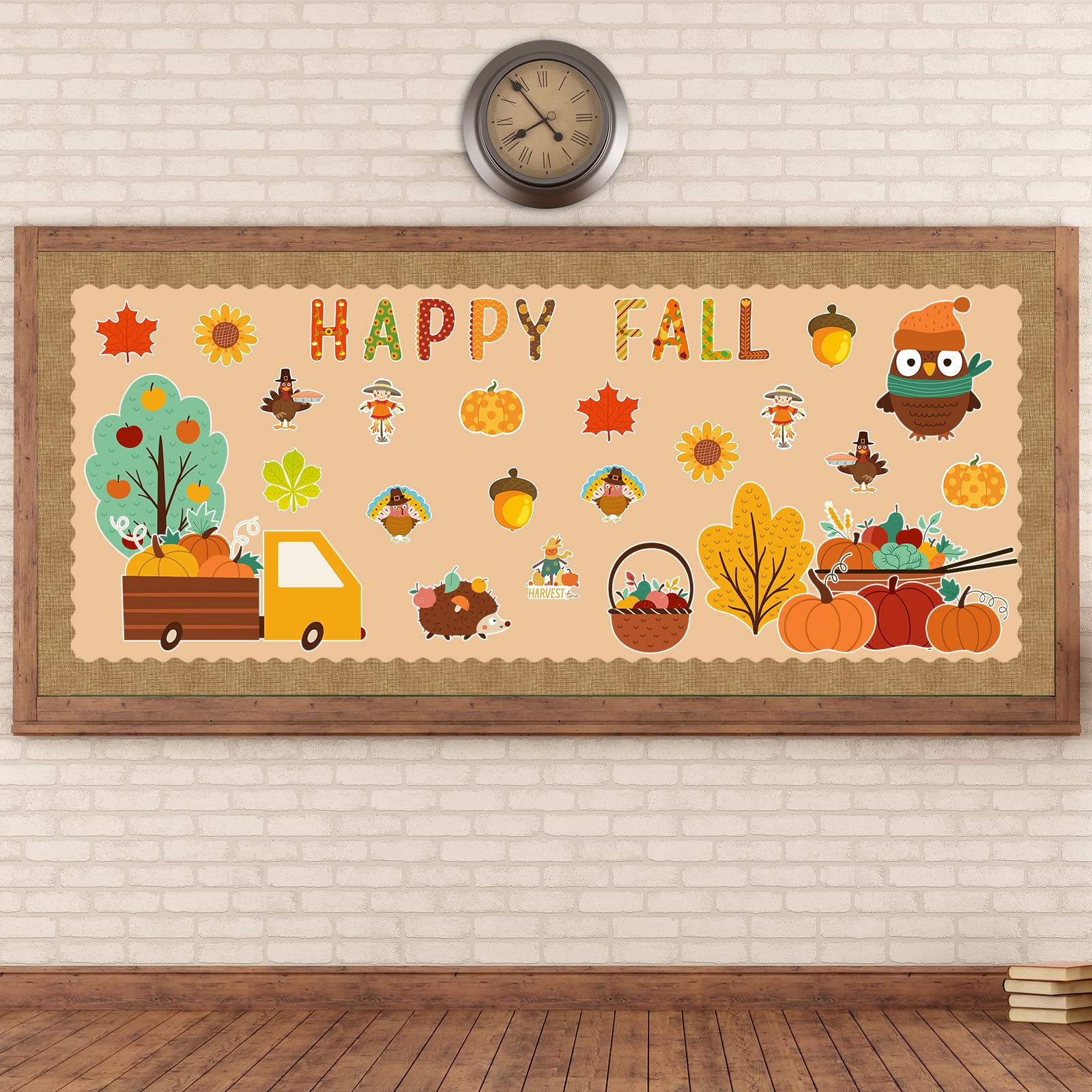 45 Pcs Happy Fall Pumpkin Autumn Leaves Acorn Cut Outs for Fall Thanksgiving Classroom Bulletin Board Decoration