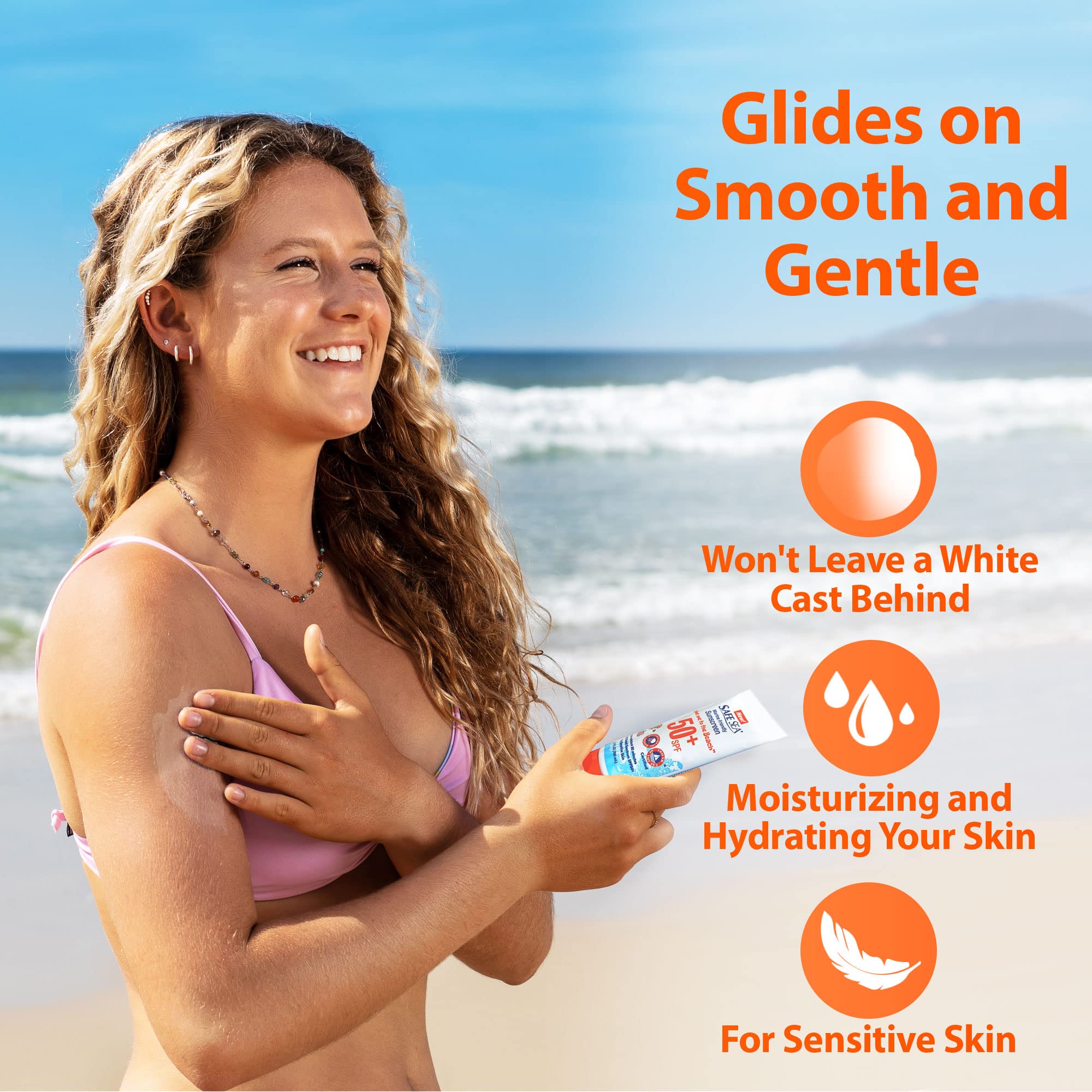 Safe Sea Jellyfish Sting-Blocking Sunscreen for Kids, SPF 50+ Lotion 4oz, Waterproof, Biodegradable, Coral Reef-Safe β Body and Face Sunscreen, Anti-Jellyfish and Sea-Lice sting protection.