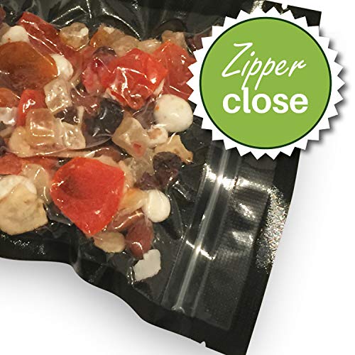 FoodVacBags 11" X 16" Zipper Gallon Bags, Black Back & Clear Front, 50 Count, Resealable, Precut