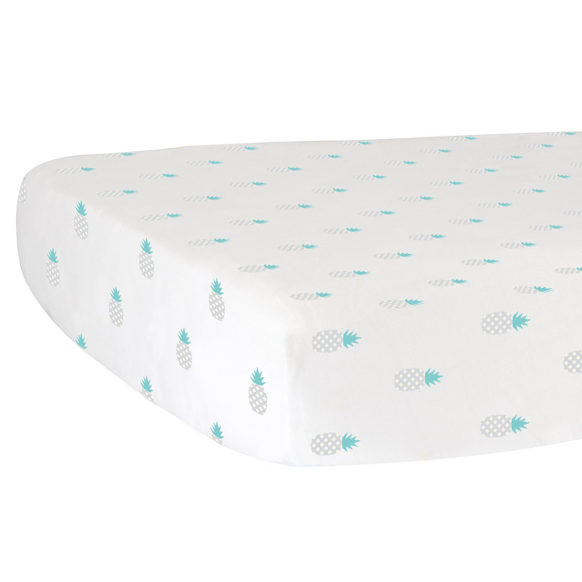 Hello Spud - Gray Pineapples Fitted Crib Sheet Organic Cotton Jersey - Super Soft