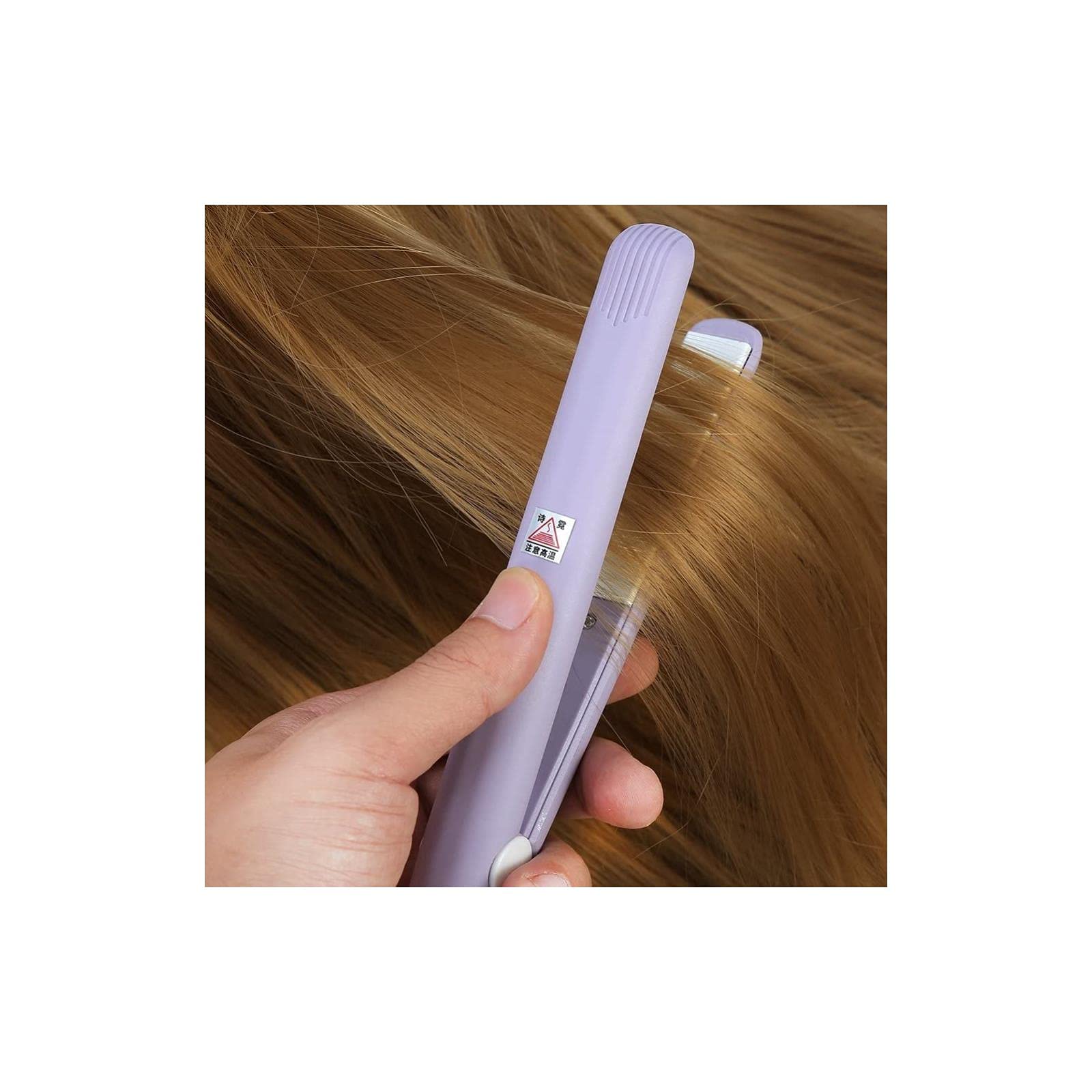 Flat Iron Mini Hair Straightener and Curler 2 in 1 for Ceramic Tourmaline Plate Beauty Heating Salon (US Plug Purple)
