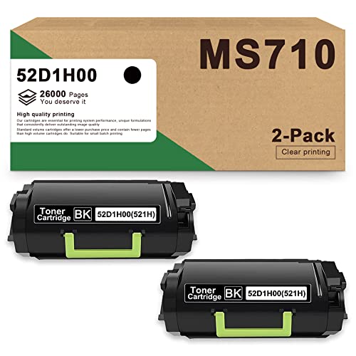 52D1H00 521H MS710 Toner Cartridge:DRA Compatible Replacement for Lexmark 26000 Pages MS810dtn MS811dtn MS810n MS710dn MS810dn MS811dn MS810de MS811n MS710n MS711dn (2-Pack Black)