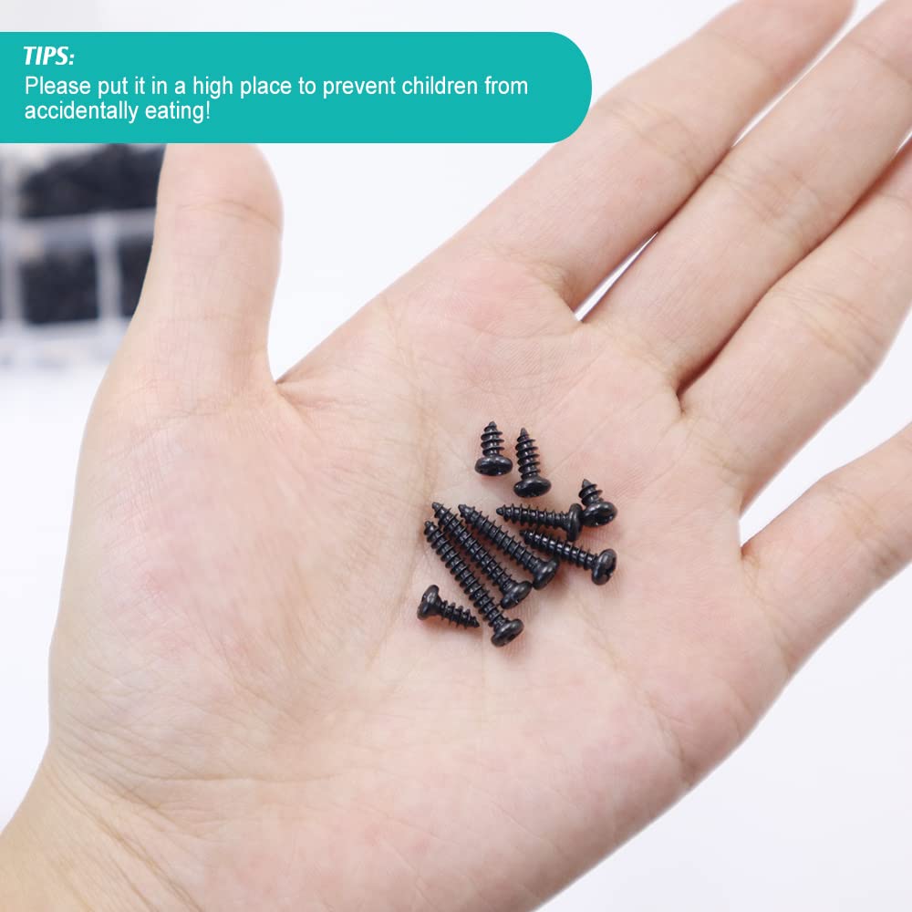 450Pcs M3 Flat Head Wood Screws Assortment Fasteners Kit, Self Tapping Screws Assortment Set, Countersunk Head Self-Tapping Screws,Carbon Steel