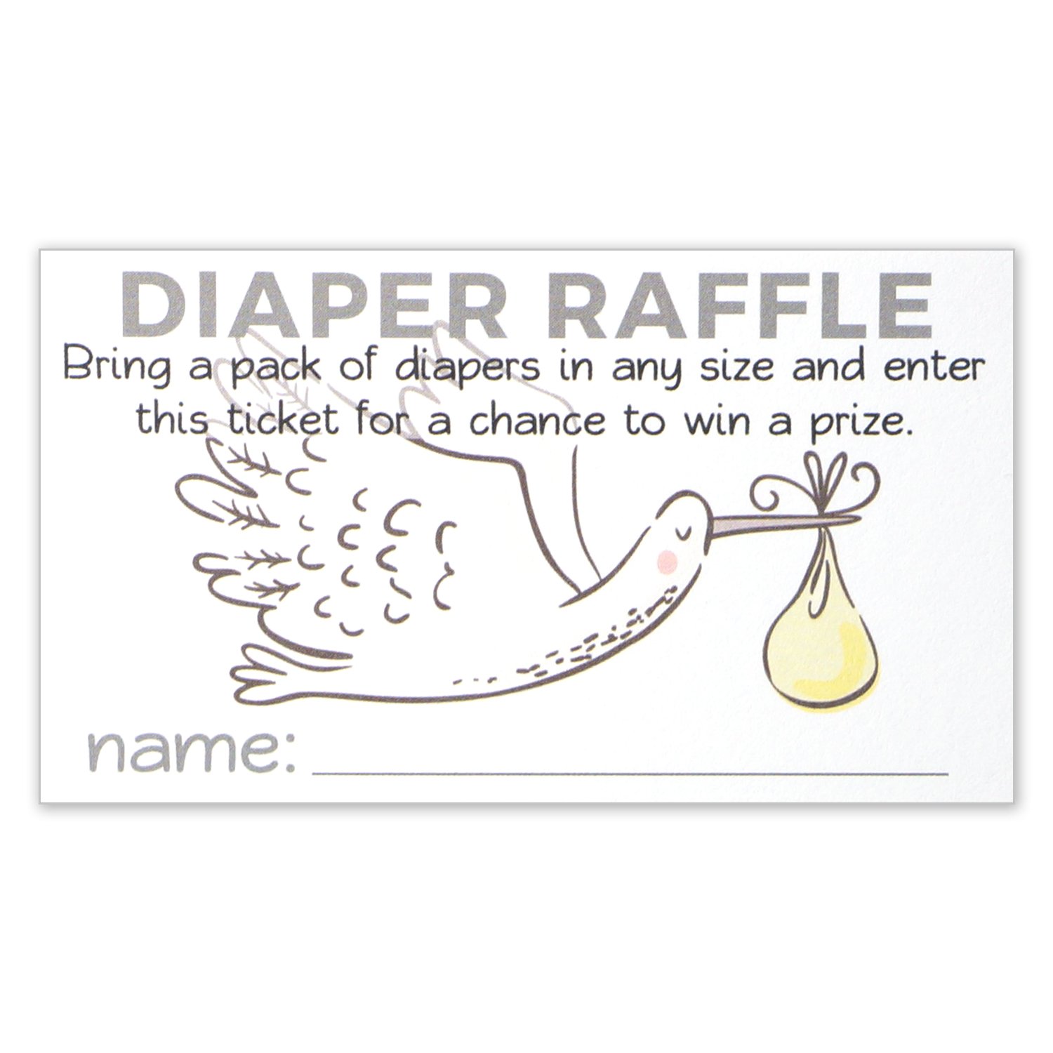 Diaper Raffle Tickets - Insert Cards for Baby Shower - Card Size 3.5 X 2 Inches - Pack of 50