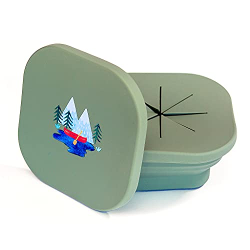 Austin Baby Co Silicone Collapsible Snack Bowl – Reusable Snack Container with Two Specialized Lids – BPA free, Dishwasher Safe and Leakproof for Toddlers & Babies