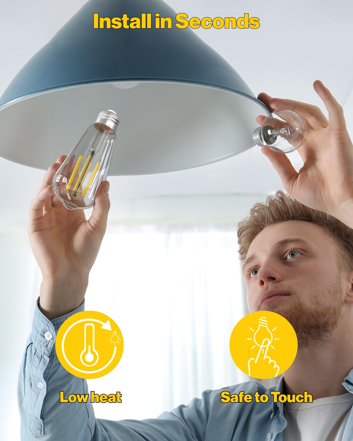 Sunco 6 Pack Vintage LED Edison Bulbs, 75W Equivalent 11W 1300 LM High Brightness Dimmable ST58 Filament, 3000K Warm White, E26 Medium Base, Clear Glass Light Bulbs