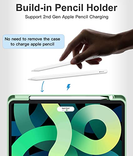 Cousper Case for iPad Air 5th Generation Case 2022/iPad Air 4th Generation Case 2020 10.9 Inch, Trifold Stand Case with Pencil Holder [2nd Apple Pencil Wireless Charging] for iPad Air 5/4 Matcha Green
