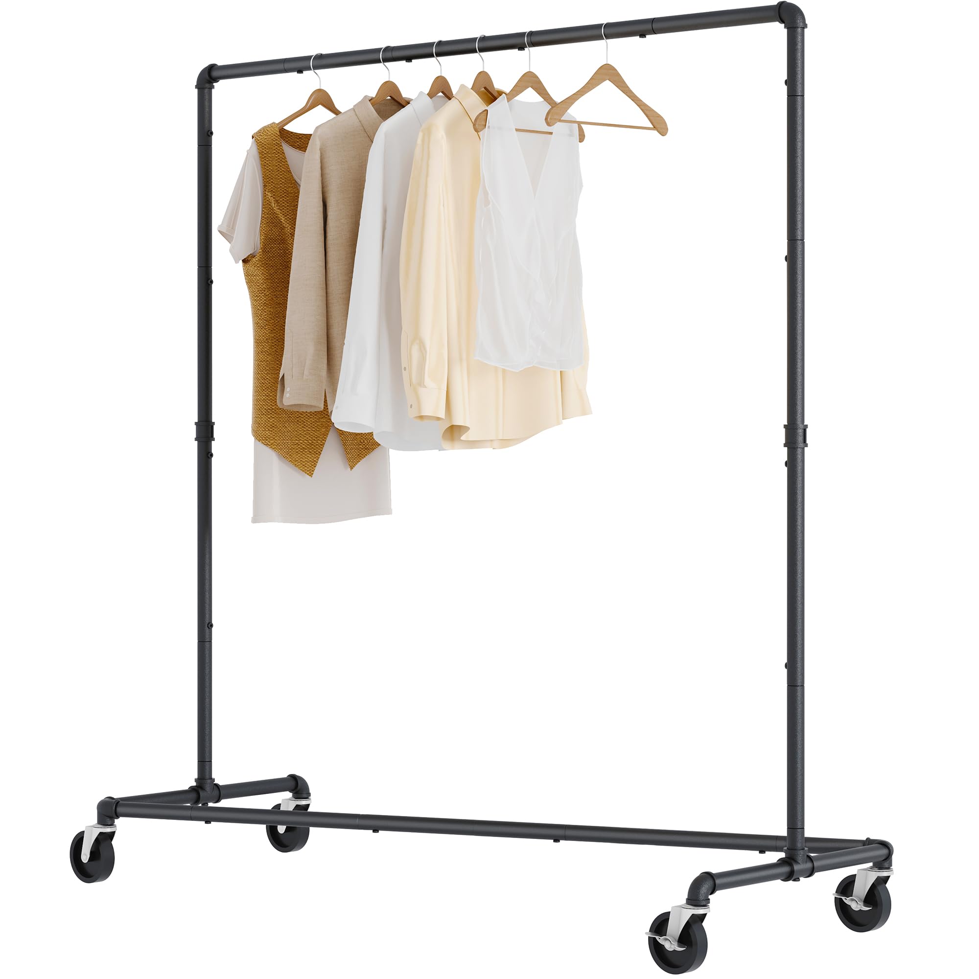 Tajsoon Rolling Clothing Racks For Hanging Clothes Z Rack Hold 230LBS Industrial Clothing Rack with Wheels Lockable, Heavy Duty Garment Rack Clothes Hanging Rack for Storage and Organization, Black