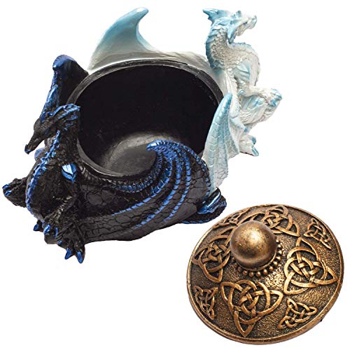 Pacific Giftware Fantasy Celtic Knotwork Dual Yin Yang Dragons Decorative Trinket Jewelry Box Figurine 5.75" Long