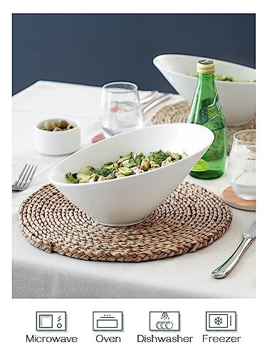 DOWAN 26 OZ Salad Bowls 2 Packs - 9.5" Large Serving Bowls - Angled Bowls for Salad, Pasta, Fruit, Macaroni, Taco, Sauces - Slanted Curve Bowls for Restaurant, Party, Daily Use, Wedding, Anniversary