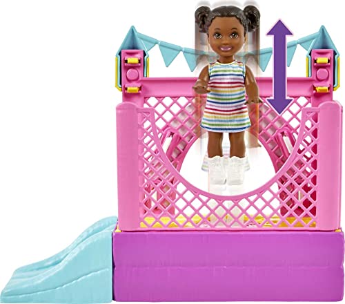 Barbie Skipper Babysitters Inc Playset with Skipper Doll, Toddler Small Doll, Working Bounce House, Swing & Accessories