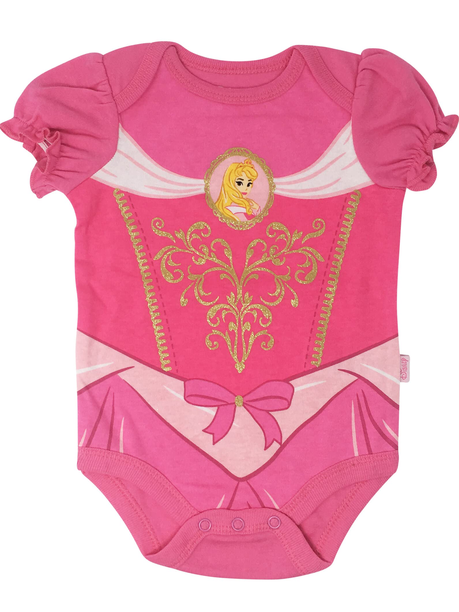 Disney Princess Snow White Belle Aurora Newborn Baby Girls 5 Pack Bodysuits Aurora, Snow White, Ariel, Cinderella, Belle 3-6 Months