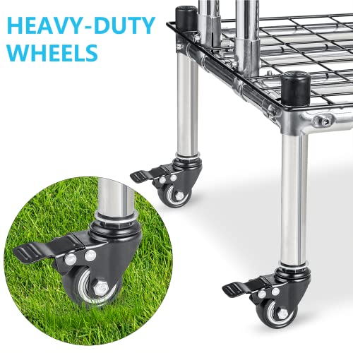 Balaipor Stainless Steel Garden and Yard Tool Organizer Tower Rack Storage Holder with Wheels for Garage, Garden, Shed (Floor Standing)