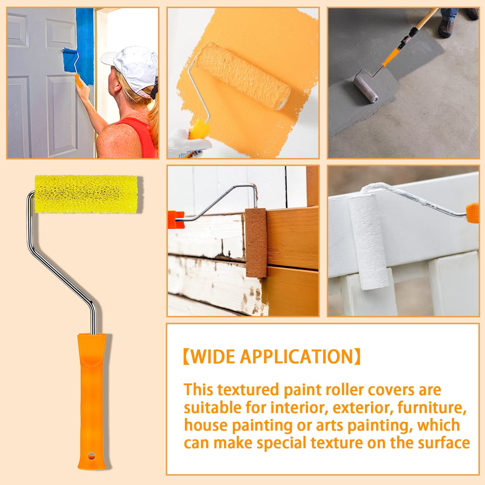 YLTOLOO 8 Pcs Textured Paint Roller Covers, 4 inch Small Textured Foam Drywall Texture Paint Rollers, House Paint Roller Covers for Art Painting Walls Ceilings