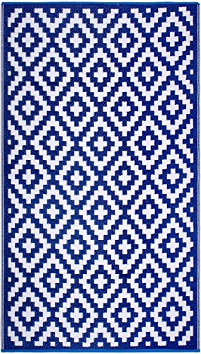 FH Home Reversible Floor Mat, 3 ft x 5 ft, Blue, 5 Feet