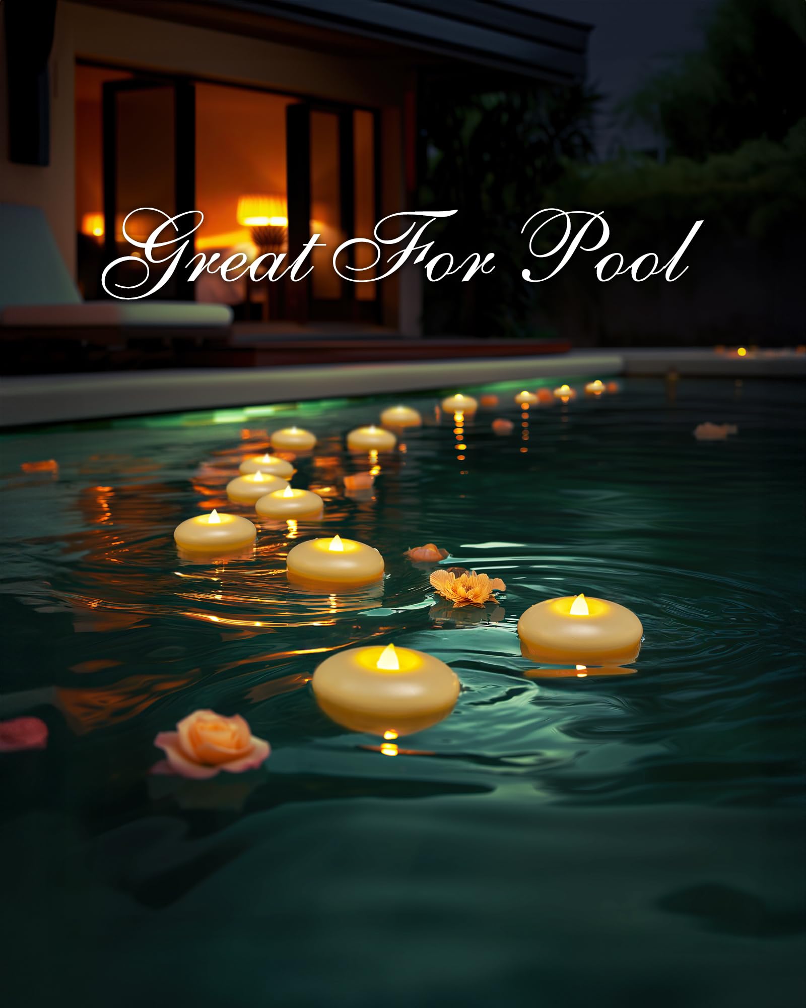 Homemory 24 Pack 3β Flameless Led Floating Candles, 200 Hour Battery Operated Flickering Waterproof Tealights for Cylinder Vases, Centerpieces at Wedding, Party, Pool, Holiday (Ivory Base)