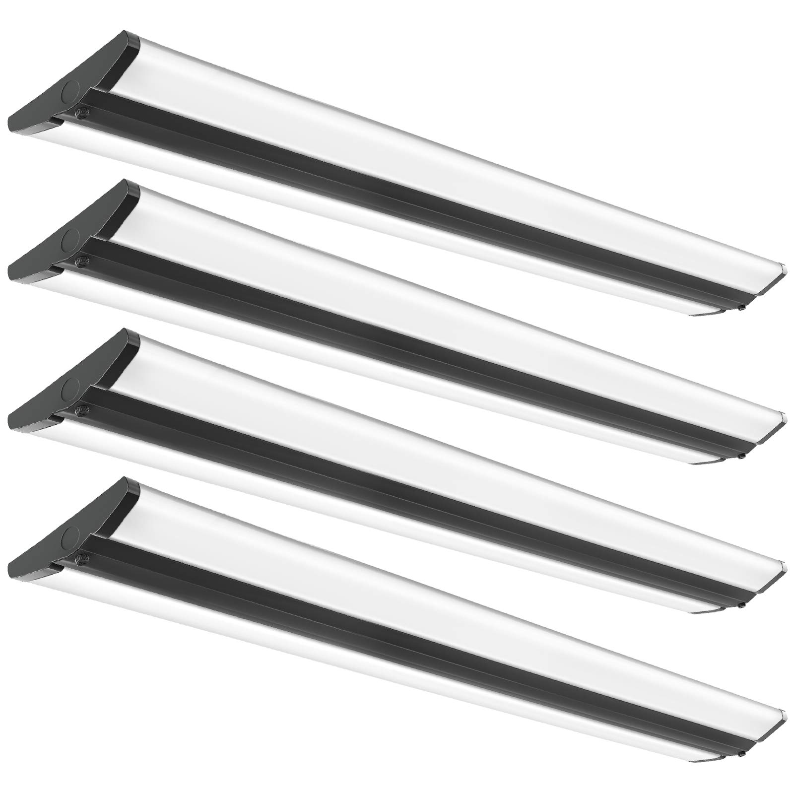 FAITHSAIL 4FT LED Wraparound Light Fixture Ceiling Mount, Ultra Slim 50W LED Garage Light Flush Mount, 4000K Neutral White, 5500 Lumens Office Light, Fluorescent Fixtures Replacement, 4 Pack