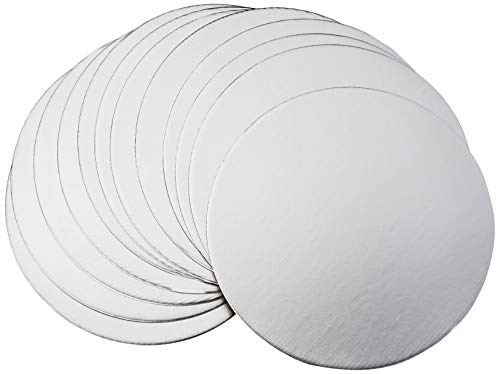 Fox Run 12-Piece Cardboard Scalloped Cake Circle Base, 10 x 10 x 0.25 inches, Silver
