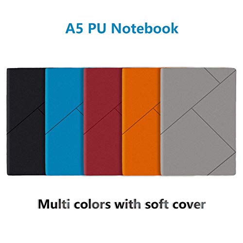 EMITEC Leather Composition Journal Notebook - Classic A5 Wide Ruled Writing Subject Notepad Colorful Hardcover Travel Diary Journals Notebook for Students 100 Sheets/Random Color Set of 3